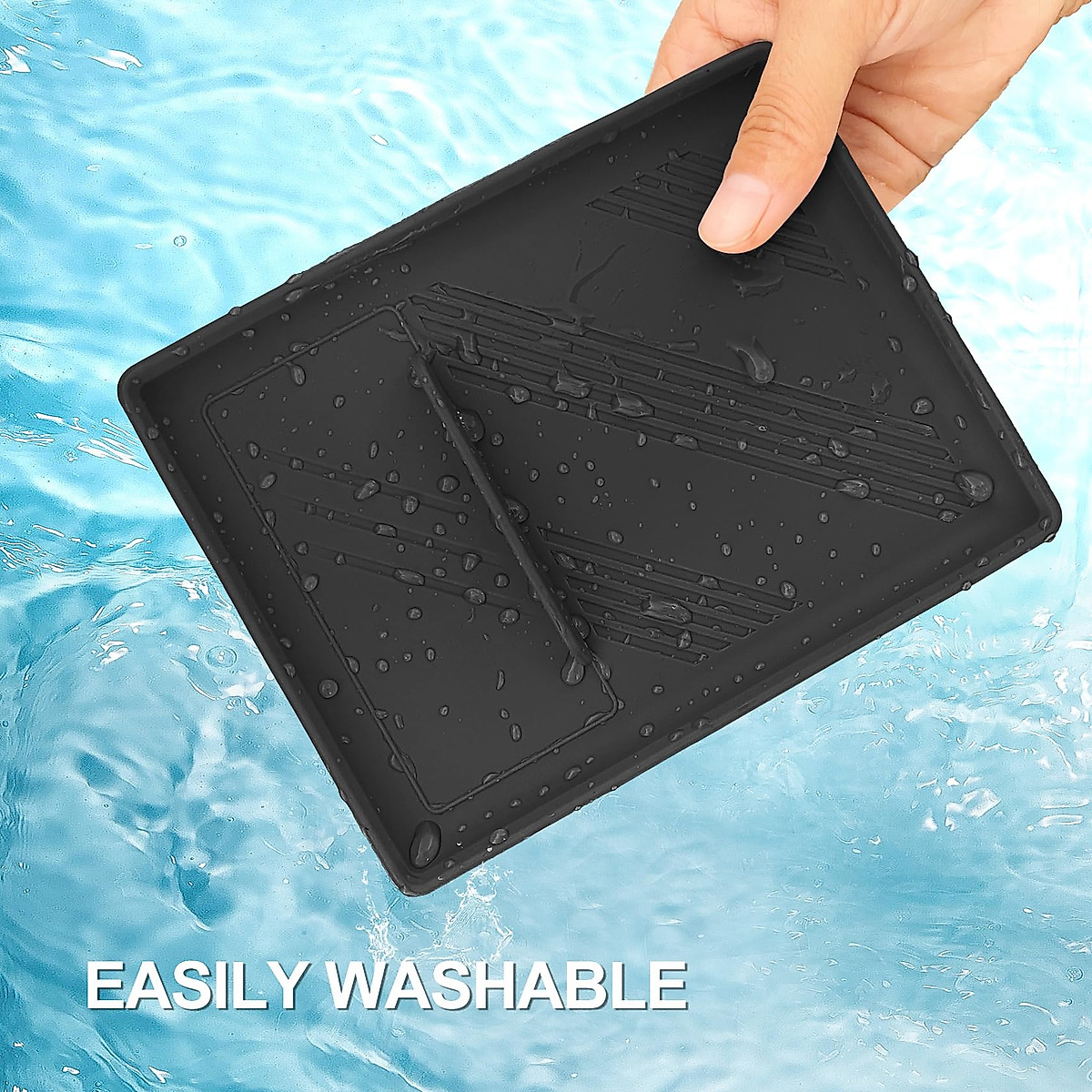 BEEGROW Cup Coaster, Upper & Lower Center Console Organizer Tray Pad and Armrest Storage Mat for 2024 2023 2022 Tesla Model X/S Accessories, Full Set Interior Insert Mats, Silicone Black