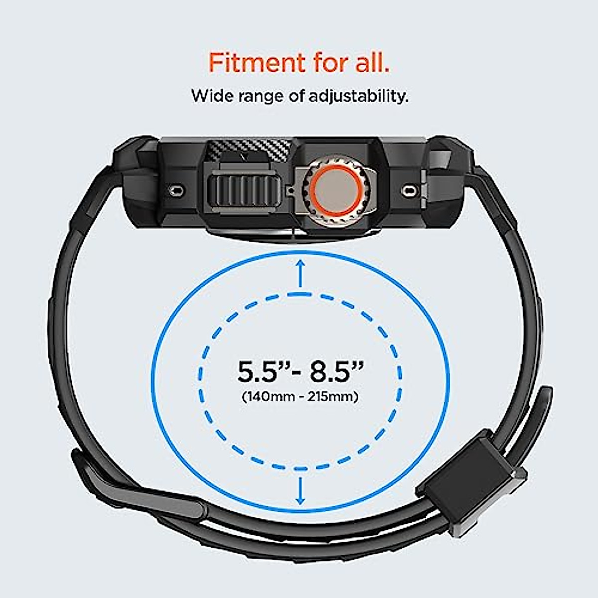 Spigen Rugged Armor Pro Designed for Apple Watch Ultra2/Apple Watch Ultra Case with Band 49mm - Black