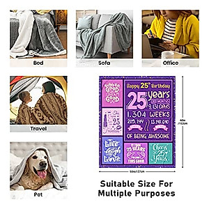 Jnufoju 25th Birthday Gifts for Women - 25th Birthday Decorations for Women - 25th Birthday Gift Flannel Throw Blanket 60 x 50 Inch - Best Gifts for 25 Year Old Woman - Gift for 25 Year Old Female