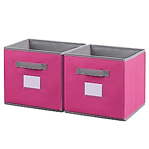 JNCHOICE Storage Cubes 2 Packs Folding Thicker Fabric Storage Bins Basket for Closet Shelf Cabinet Bookcase - Pink