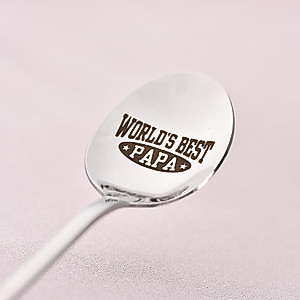 Best Papa Fathers Day Birthday Gifts for Dad Papa from Granddaughter Grandson World’s Best Papa Spoon for Daddy Grandpa Christmas Gift for Men Father Cute Coffee Tea Ice Cream Spoons