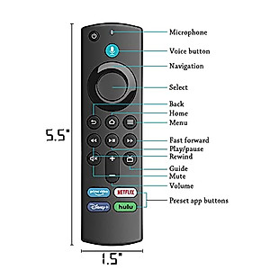 Voice Remote (3rd Gen) Compatible with Fire TV Stick 4K, Fire TV Stick (2nd & 3rd Gen), Fire TV Cube (1st & 2nd Gen), Fire TV (3rd Gen), Fire TV Stick Lite, 2021 Release