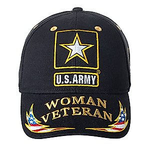 United States Army Woman Veteran Embroidered Adjustable Black Baseball Cap