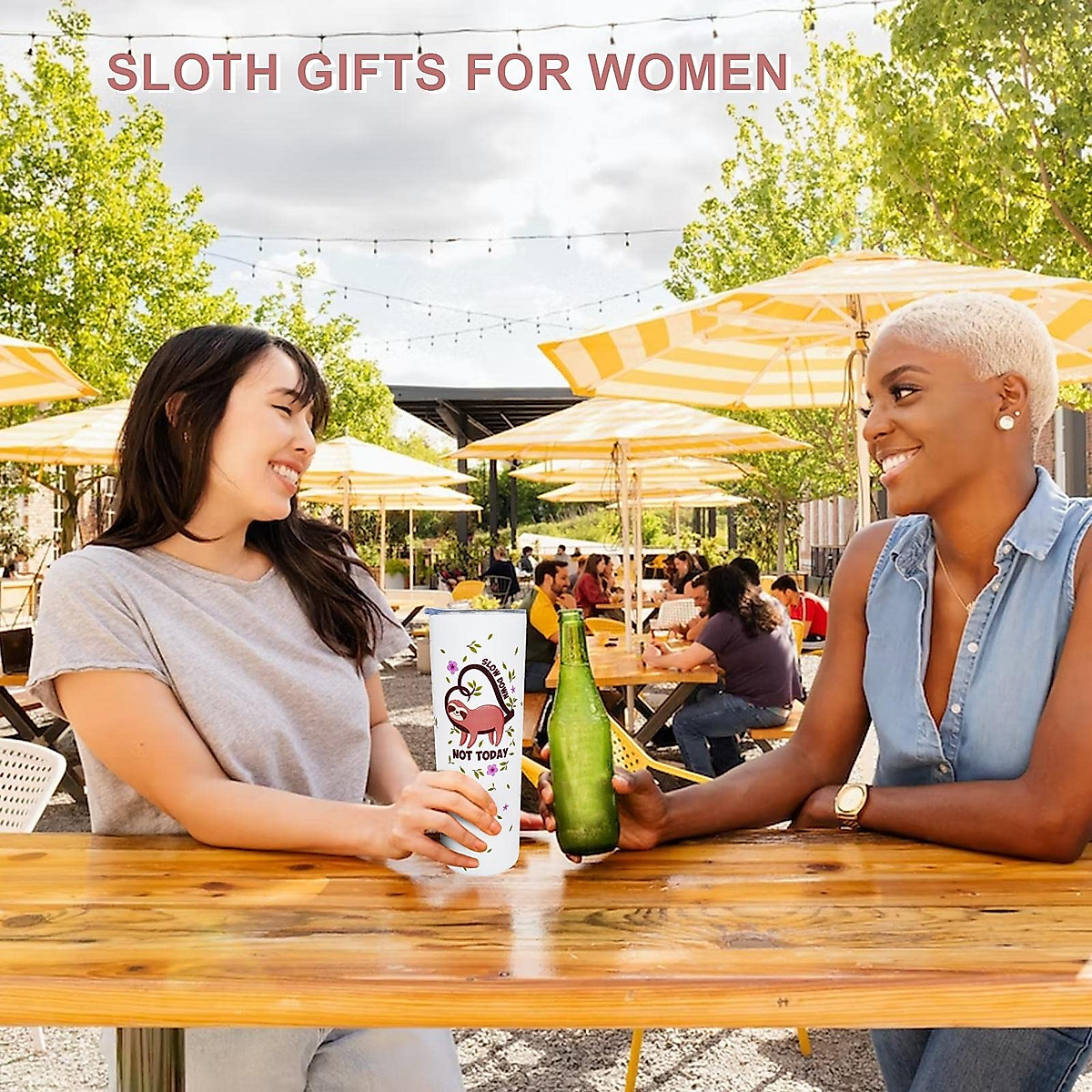 XAIVEZL Sloth Tumbler with Lid and Straw - Sloth Gifts for Women Cute Sloth Travel Coffee Mug - 20 oz Tumbler Mothers Day Birthday Gifts for Women Friend Daughter