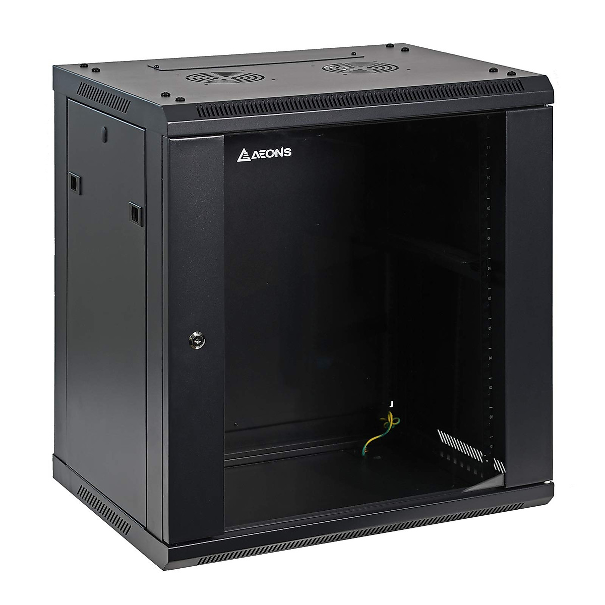 Aeons 12U Signature Wall Mount 19-inch IT Network Cabinet Enclosure Server Rack 16-inch depth glass door