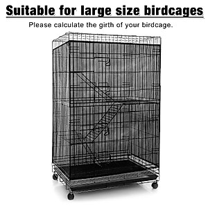 Shappy Large Bird Cage Net, Bird Cage Seed Catcher, Adjustable Soft Airy Mesh Net, Birdcage Skirt Guard for Parrot Parakeet Macaw Round Square Cages(59.8 x 39.4 Inch/ 152 x 100 cm,Black)