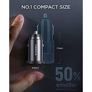 Car Charger, AINOPE Smallest 4.8A All Metal USB Car Charger Fast Charge Car Charger Adapter Flush Fit Compatible with iPhone 14 Pro Max/13/12/11/x/6s, iPad Air 2/Mini 3, Samsung Note 9/S10/S9/S8-Black