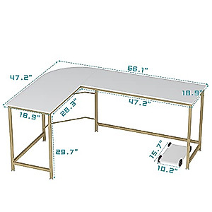 Teraves Reversible L-Shaped Desk Corner Gaming Computer Desk Office Workstation Modern Home Study Writing Wooden Table