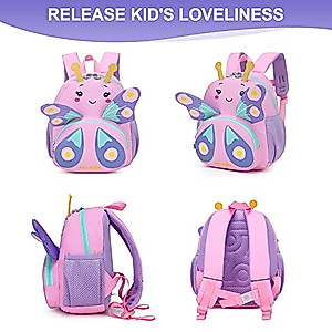Mini Toddler Backpack for Girls Kids Backpack for Perschool with Chest Strap 3D Cartoon Butterfly Kindergarten Schoolbag for Little Girl Boy Ages(2-5)…