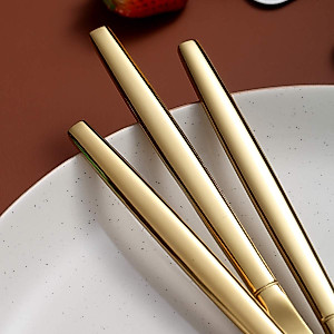 Berglander Gold Dinner Knives Set Of 4, Titanium Shiny Gold Plating Stainless Steel Dinner Knife, Butter Knife Table Knives Dishwasher Safe