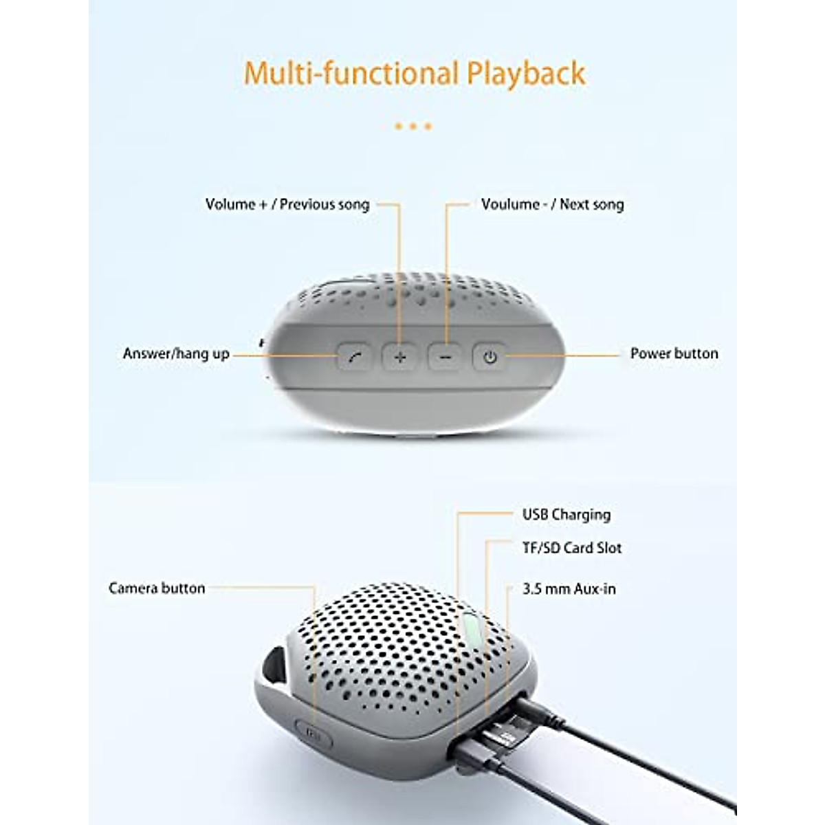 LEZII Shower Speaker, IPX5 Waterproof Bluetooth Speaker, Portable Mini Wireless Speaker with Loud Stereo Sound, 12H Playtime, Built in Mic, Lanyard, TWS, for Home, Party, Travel, Pool, Beach, Outdoor