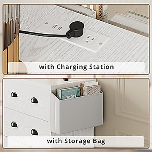 LIKIMIO Dresser 8 Drawer, Modern Wood Bedroom Dresser with with Charging Station and Storage Bag, Storage Chest of Drawers for Living Room Hallway Entryway, White