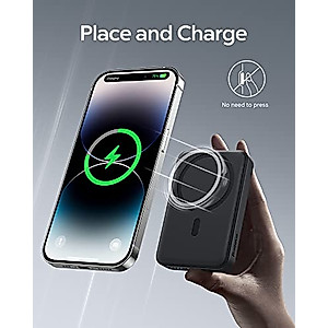 Baseus Magnetic Wireless Portable Charger, 10000mAh Battery Pack with USB C Cable PD 20W Magnetic Power Bank, for MagSafe, for iPhone 14/13/12 Series, Black