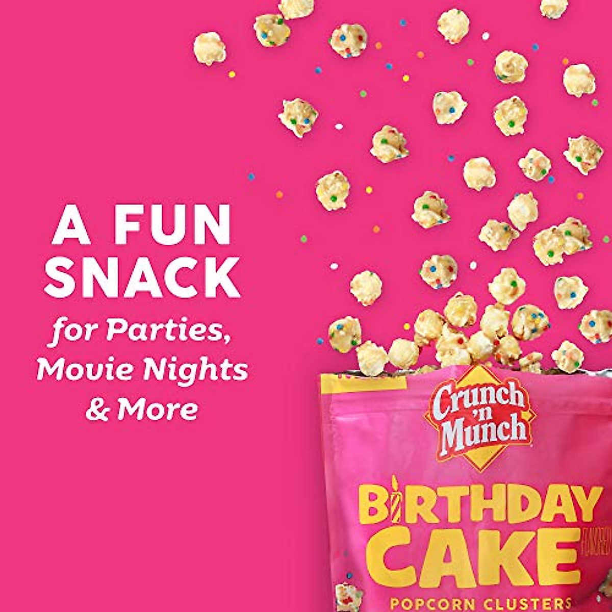 CRUNCH 'N MUNCH Birthday Cake Flavored Popcorn Clusters, 5.5 oz.