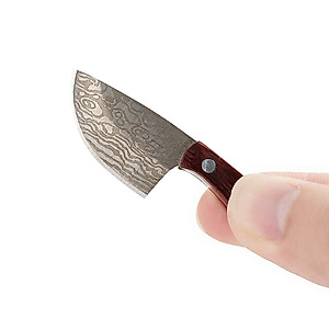 PUOSUO EDC Multi-Function Keyring Mini Pocket Knife Keychain Stainless Steel Necklace Knife-Damascus Pattern (A)