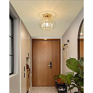 SZHDDLAM•Gold Pendant Light Fixtures,Kitchen Pendant Lighting Over Island,Modern Farmhouse Pendant Lights,Small Crystal Ceiling Light Fixture for Entryway Hallway