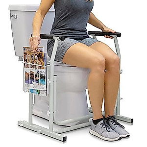 Vive Toilet Safety Rails for Elderly - Medical Bathroom Frame - Railing Helper for Handicap, Disabled, Seniors - Bariatric Assist Handrail Grab Bar - Adjustable Height, Padded Arms Fit Most Toilets
