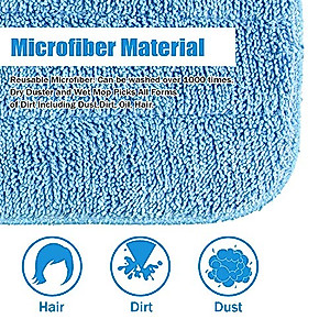 Reusable Microfiber Mop Pads, 6 Pack 18''x 6'' Mop Head Replacement, Wet/Dry Home & Commercial Cleaning Scrubbing Floor Mop Pad- Blue