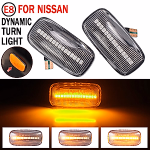 Hacreyatu For-Nissan Skyline R34 Almera N15 N16 Pulsar Maxima QX Sunny G10 Primera P11 P12 Car Led Dynamic Side Marker Turn Signal LightLed (Clear)