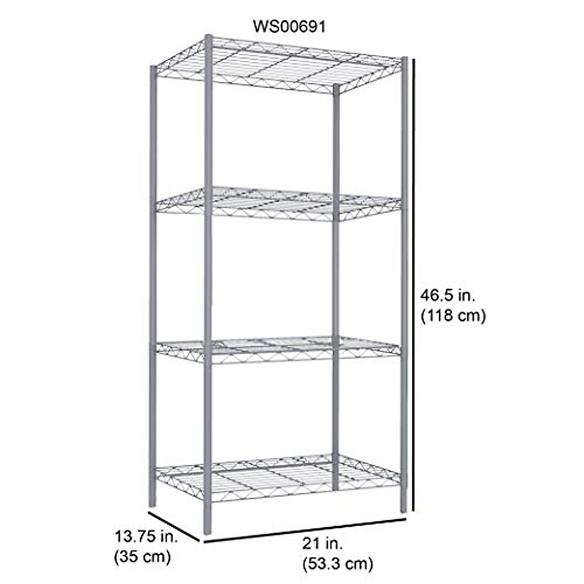 Home Basics 4 Tier Steel Wire Shelf Rack Heavy Duty Storage Shelving Unit for Kitchen Pantry Laundry Garage Closet Utility Organization , Grey