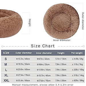 Calming Donut Bed - 23.6" Washable Fluffy Plush Dog Beds, Cozy Soft Anti Anxiety Cuddler, Indoor Pet Cushion with Waterproof Bottom for Small Medium Dogs and Cats