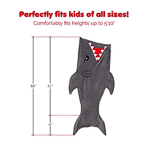 Silver Lilly Animal Tail Blanket - Plush Animal Sleeping Bag Blanket for Kids (Gray Shark)