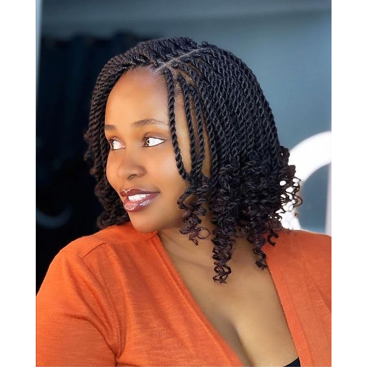 TOZIKA Wavy Senegalese Twist Crochet Hair 12 Inch for Black Women Pre-twisted Kids Crochet Hair 6 Packs Braids Ends Synthetic Hair Extension(1B#)