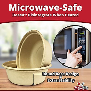 Leak-Proof, Compostable 11.5 oz Disposable Bowls 50 Pk. Sturdy, Eco Friendly, Microwave Safe Sugarcane Containers for Dinner or Dessert. Small Serving Bowl for Hot Soup, Salad, Snacks