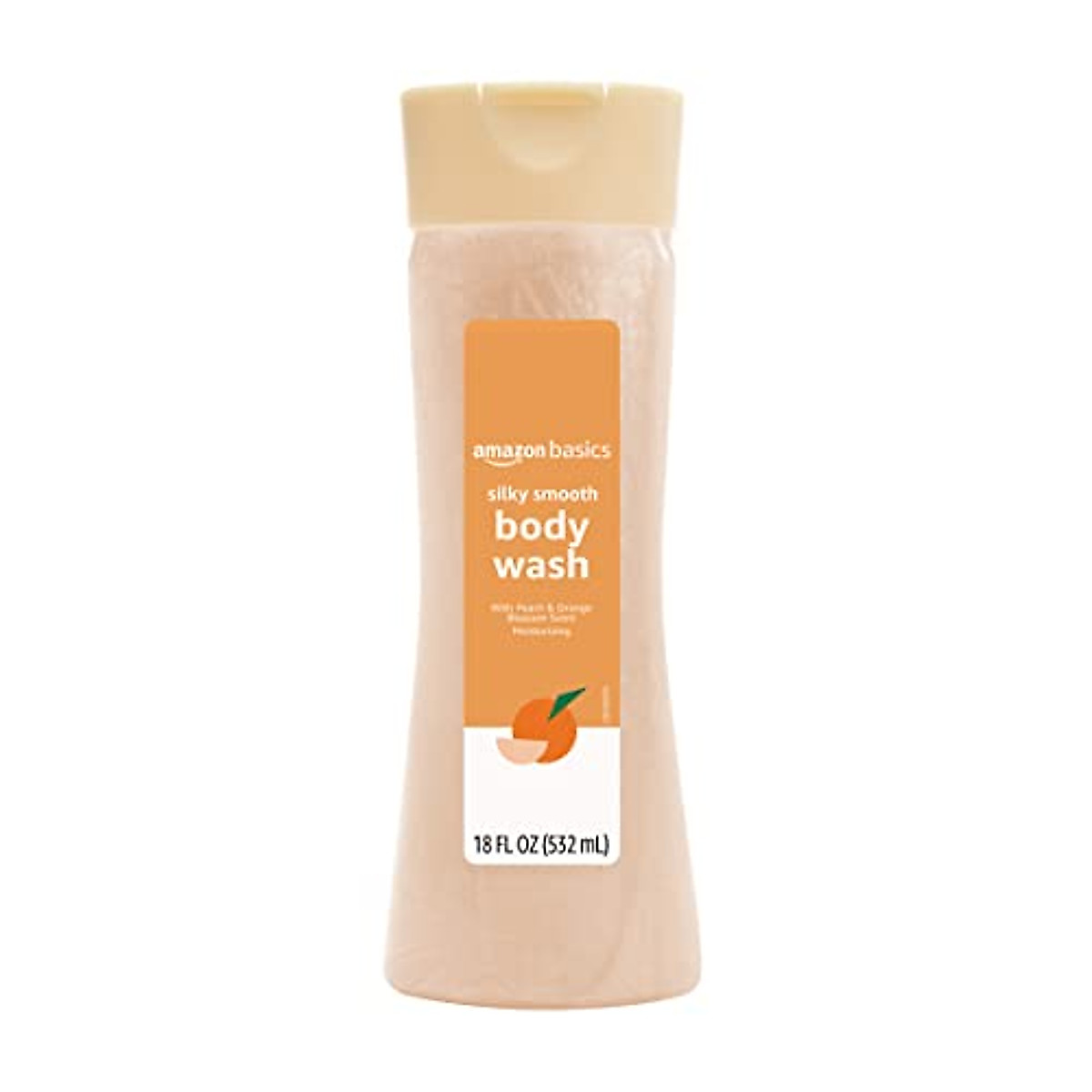 Amazon Basics Silky Smooth Body Wash, Peach and Orange Blossom Scent, 18 Fluid Ounces, Pack of 4