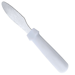 Tezzorio 9-Inch Sandwich Spreader with White Handle, 4" Long Stainless Steel Blade with No-Slip Plastic Handle, Butter Spreader, Cream Cheese/Condiment/Spreader Spatula