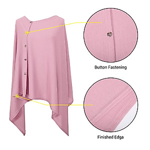 MissShorthair Women's Lightweight Knitted Scarf Poncho Sweater Cape Shawl Versatile Spring Summer Ponchos Wraps Pink