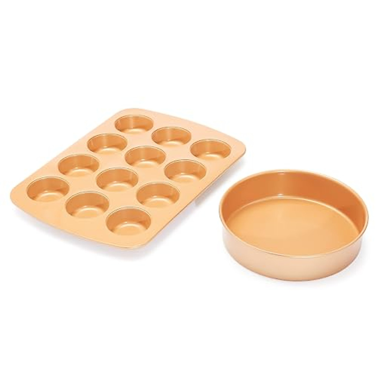 Amazon Basics Ceramic Nonstick Baking Sheets and Pans Bakeware Set, 5-Piece Set- Copper Color
