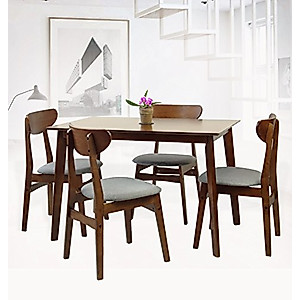 Wickerix Set of 4 Solid Wood Yumiko Dining Kitchen Modern Side Chairs w/Padded Seat, White Color