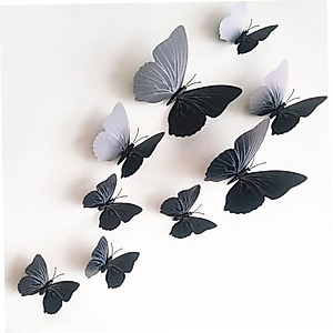 12 Pieces 3D Butterfly Stickers Fashion Design DIY Wall Decoration Butterfly Wall Decals for House Decoration-Black Style