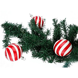 Christmas Ornaments | Made of Glass | Crafted by Hand | Peppermint Red and White Candy Style Decor | Ideal with Christmas Lights | Christmas Tree Decorations | Set 12 pcs | 2.4in (6cm) diameter