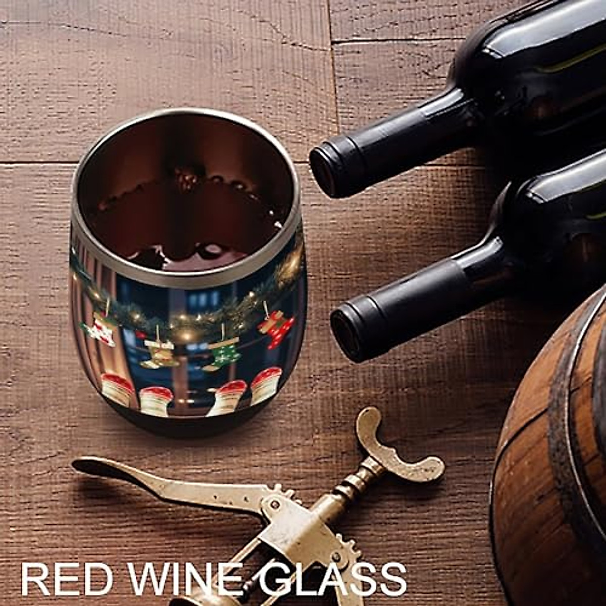 Stainless Steel Insulated Cup, Christmas Socks Xmas Party Print 304 Stainless Steel, Smooth Round Rim Ideal for Office, Home, And Gift Giving