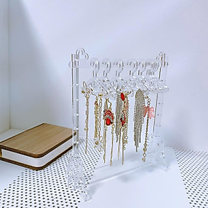 XINZHIDA Earring Holder Organizer, Earring Hanger Rack with 8 Mini Hangers, Acrylic Clothing Rack Jewelry Display Stand, Ear Studs Dangle Earrings Hanging Earring Holder, Clear
