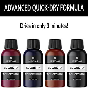 MALVIANI Leather Repair Color Restorer - Red Burgundy - Restore Furniture, Couch, Purse, Car Seats & Sofa - 1 oz.