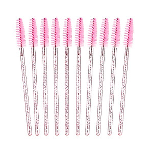 MJ JOMAY 150PCS Disposable Eyelash Brushes,Mascara Stick Makeup Brush Applicator Eyelash Extension Kit and Brow Brush with Container (Pink)