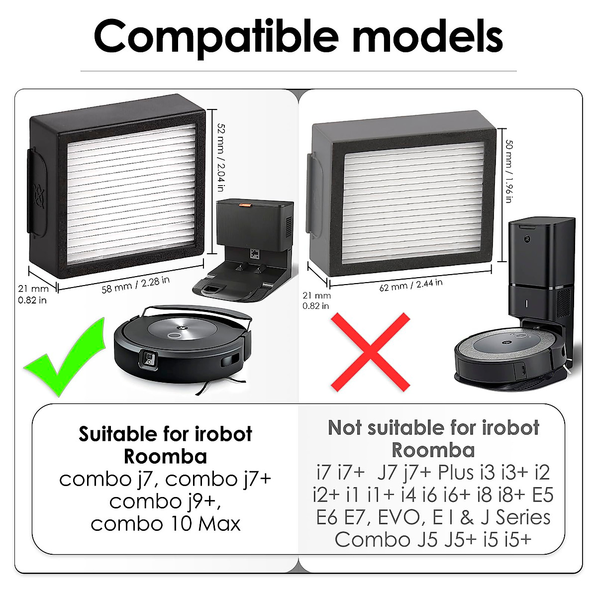 (6 Pack) Combo 10 Max Replacement HEPA Filter Compatible with iRobot Roomba Combo J7+ plus/Combo j9+/ Combo 10 Max Robotic Vacuum Cleaner HEPA Filters Accessories(NOT FOR Roomba combo j5 combo j5+)