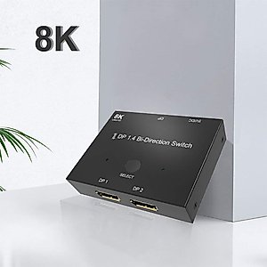 CABLEDECONN DisplayPort 8K DP 1.4 Switch Bi-Direction 8K@30Hz 4K@120Hz Splitter Converter for Multiple Source and displays.