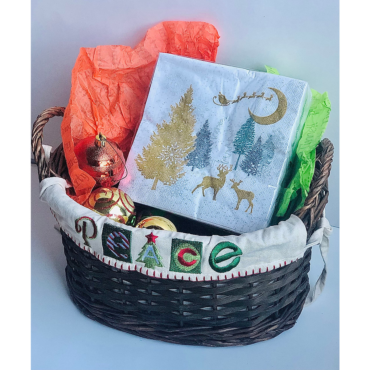 Nantucket 40-ct 13x13 Golden Deer Magic Christmas Napkins | Golden Winter Napkins for brunch party each 6.5''x6.5'' folded, 13''x13'' unfolded 4013315335