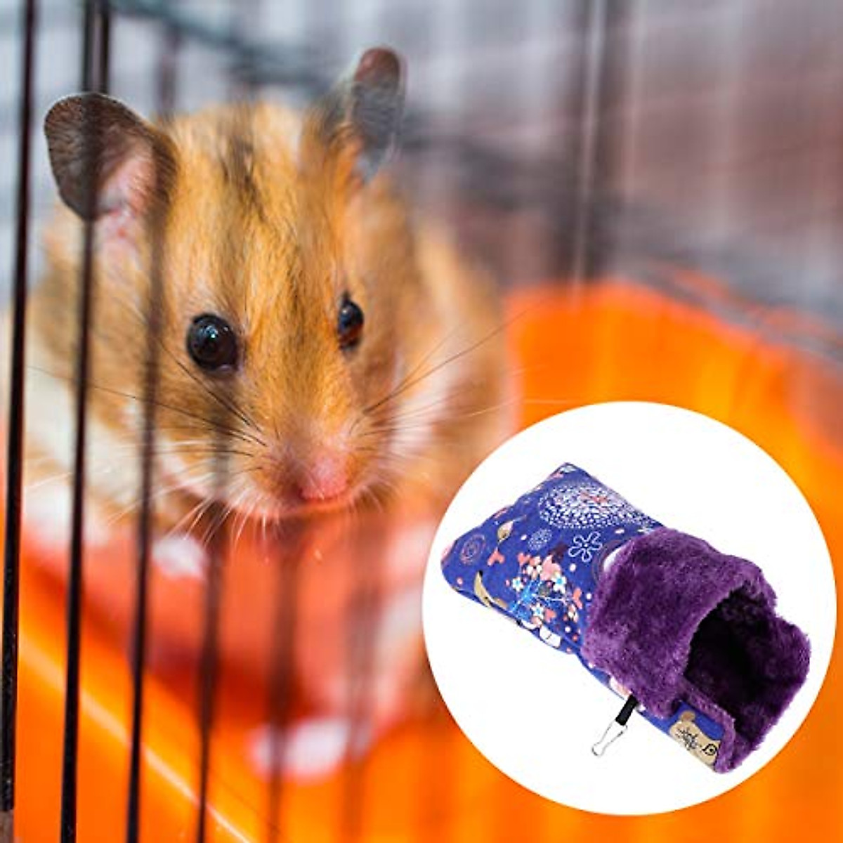 Hemobllo Hamster Sleeping Bag, Hanging Rat House Bed Sugar Gliders Sleeping Pouch Small Pet Nest Hideout Pouch Winter Warm Comfortable Bed for Small Animals Guinea Pig Ferret Squirrel Chinchilla