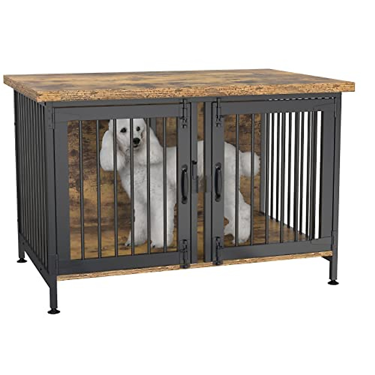 GDLF Double Dog Crate with Divider for 2 Small Dogs or 1 Dog, Furniture Style Kennel Indoor Cage with Removable Panel (Int.dims:36.2”Wx24.5”Dx21”H)