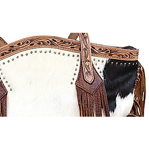 American Darling Tooled Double Strap Tote with Fringe ADBGI159B