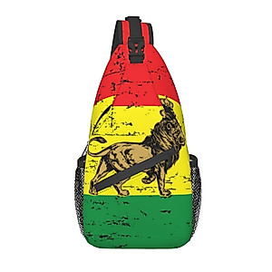 AMRANDOM Rasta Lion Flag Sling Backpack Multipurpose Crossbody Shoulder Bag Travel Hiking Daypack