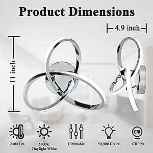 Acrylic LED Ceiling Light Fixture 2400LM Super Bright, Modern Hallway Light Fixture Ceiling Mount, Daylight White Close to Ceiling Light, Dimmable Ceiling Lamp for Bathroom Kitchen Bedroom Living Room