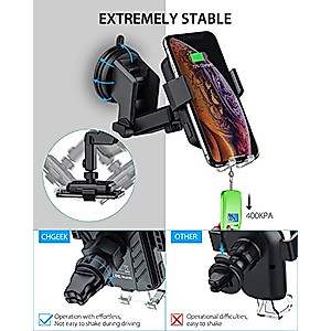 Wireless Car Charger, CHGeek 15W Fast Charging Auto Clamping Car Mount Phone Holder fit for iPhone 14 13 12 11 Pro Max Xs MAX XS XR X 8+, Samsung Galaxy S23 Ultra S22 S21 S20 10+ S9+ Note 9, etc