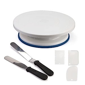 6 Pcs Cake Stand Set, Cake Decorating Supplies, 11 Inch Rotating Cake Turntable for Decorating, Cake Spinner, Cake Decorating Tools, Cake Decorating Kit, Gift Set Baking Supplies