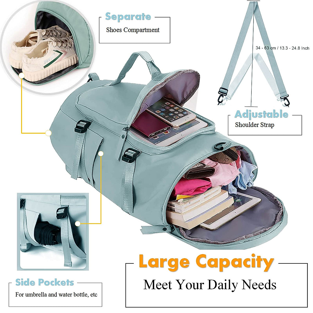 Gym Bags for Women Backpack Sport Duffle Bag with Shoe Compartment and Wet Pocket 30L Travel Bag Weekender Bag Overnight Bags